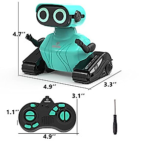 GILOBABY Robot Toys, Remote Control Robot Toy, RC Robots for Kids with LED Eyes, Flexible Head & Arms, Dance Moves and Music, Birthday Gifts for Boys Ages 3+ Years (Blue)