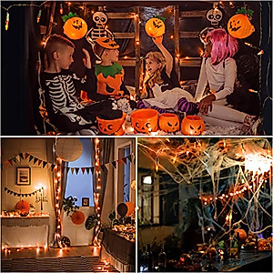 SEMILITS Halloween Decoration String Lights 100LED Orange Solar String Lights for Garden Home