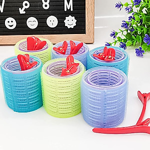 BESSEEK Hair Rollers Sets, 12 Pcs Self Grip Salon Hair Dressing Curlers, Jumbo Large Rollers for Long Short Hair, DIY Curly Hairstyle for Women, Heat-free Hair Curlers (6XLarge+6XMedium)