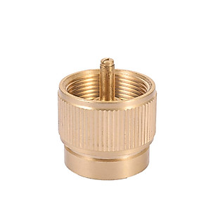 RouLiPouLi 2 Pieces Camping Stove Adapter, 1LB Small Propane Tank Input and EN417 Lindal Valve Cylinder Output LPG Canister Converter (Gold)