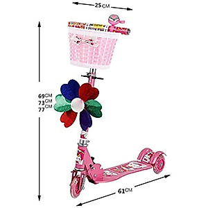 SKR FSGHJJKN Folding Kick Scooter for Kids, 3-Wheel LED Flashing Glider Push Scooter with Height Adjustable and Foldable Handlebar