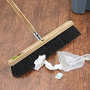 Unvert Black Indoor Push Broom Head – Heavy Duty Hardwood Block – Polypropylene Bristles – Deck Scrub Brush – Two Threaded Handle Holes for Better Assist (14")