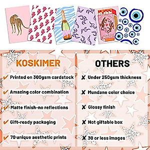 KOSKIMER Preppy Wall Collage Kit Aesthetic Pictures, 70 Set 4x6 Inch, Preppy Room Decor Aesthetic, Trendy Pink Photo Collage Kit, Cute Posters for Dorm Bedroom, Preppy Things for Teen Girls