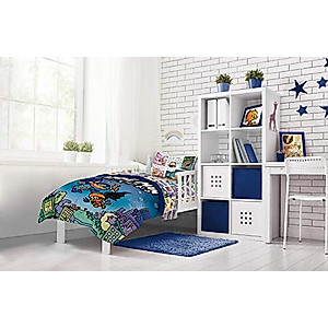 Jay Franco Dog Man Supa Buddies 4 Piece Toddler Bed Set - Includes Comforter & Sheet Set - Bedding Features Cat Kid & Lil' Petey - Super Soft Fade Resistant Microfiber (Official Dog Man Product)