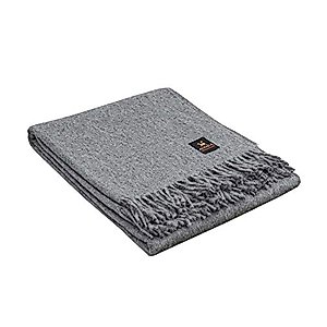 Superfine Alpaca Wool Throw Blanket - Lightweight Alpaca Merino Wool Throw Blankets for Using Indoors or Outdoors | Soft Peruvian Alpaca Blanket Wool Blanket Solid Color 72" x 60" (Soft Gray)
