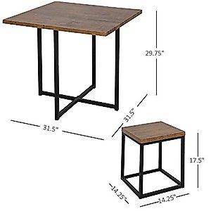 HOMCOM 5 Piece Dining Table Set for 4, Kitchen Table and Chairs for Breakfast Nook, Small Space, Apartment, Space Saving, Walnut Wood Color