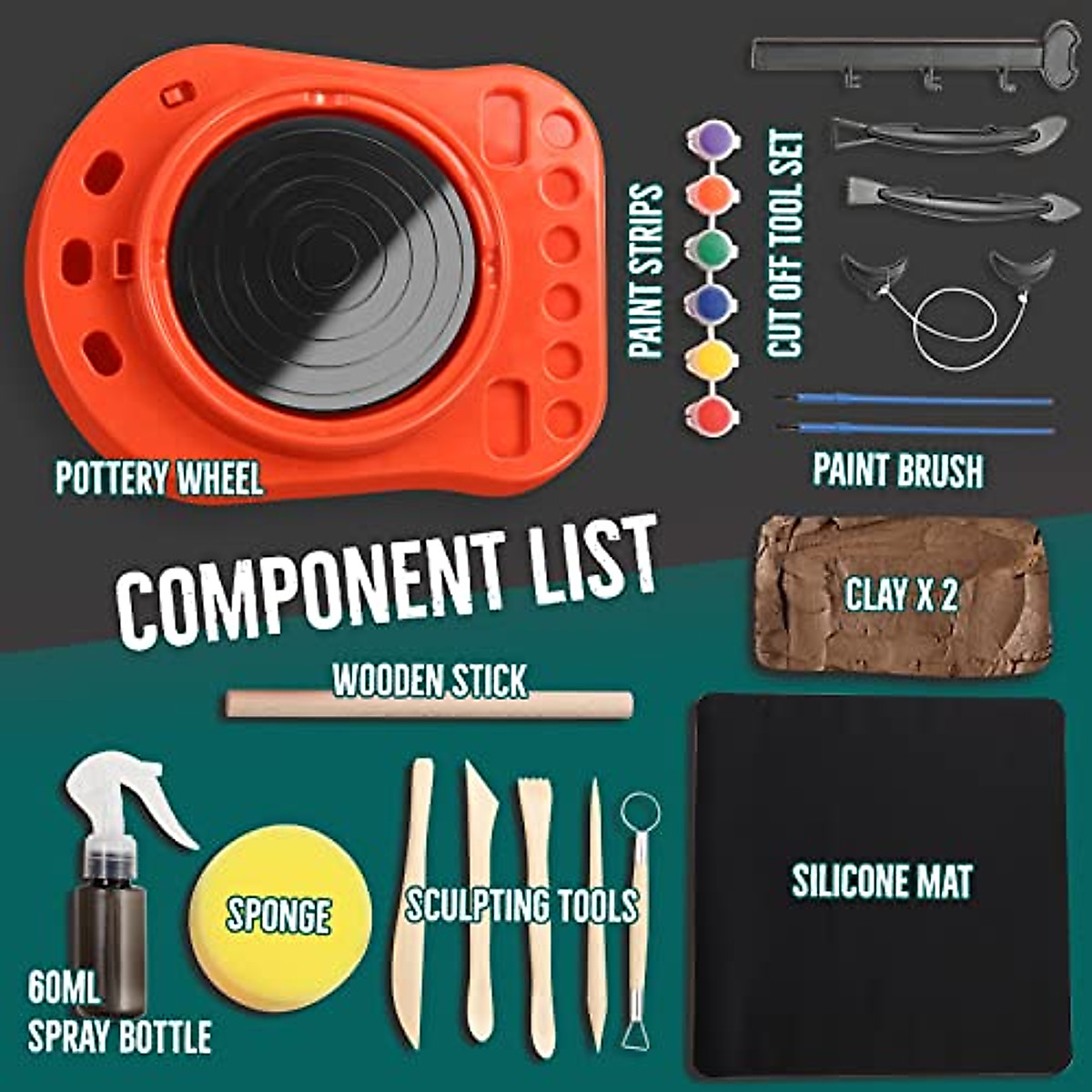 Innorock Pottery Wheel for Kid - Spin and Sculpt Pottery Wheel Toys & Arts and Crafts for Kids Ages 8-12 Girls Boys with Pottery Tools & Art Set, Complete Pottery Kit for Kids Ages 8 9 10 11 12