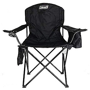 Coleman Camp Chair with Side Table | Folding Beach Chair & Camp Chair with 4-Can Cooler | Folding Beach Chair with Built in Drinks Cooler