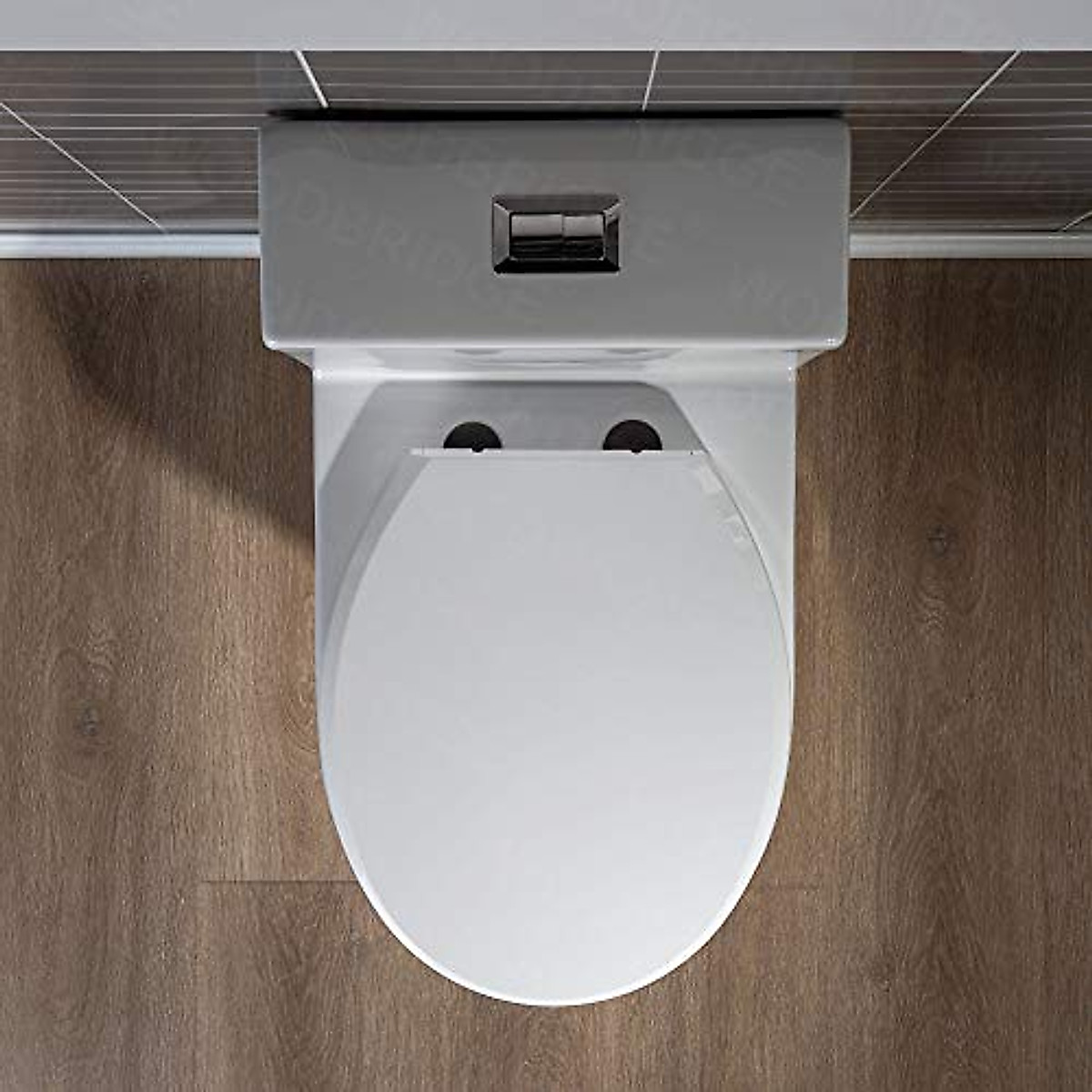 WOODBRIDGE Short Compact Tiny Dual Flush 1.28 GP One Piece Toilet,with Soft Closing Seat,1000 Gram MaP Flushing Score Small Toilet with Brushed Nickel Button B0500-BN, White