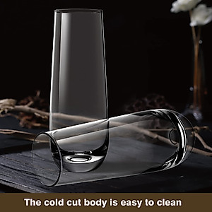 Yaschmo Stemless Champagne Flutes Set of 4，Hand Blown Crystal Glasses, 10.2oz Champagne Glasses, Prosecco Wine Flute, Cocktail Glasses, Mimosa glasses, Highball Glass, Water Glasses, Bar Glassware