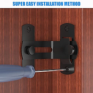 90 Degree Flip Barn Door Lock, Protect Privacy - Security Gate Latch, Hook Lock Latch for Barn, Garden, Bathroom, Outdoor, Garage, Window, Sliding Door, Black