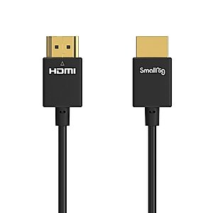 SmallRig Upgraded Ultra Thin HDMI Cable 55cm/1.8Ft (A to A), 4K Hyper Super Flexible Slim Cord, High Speed Supports 3D, 4K@60Hz, Ethernet, ARC Type-A Male to Male for Camera, Monitor, Gimbal - 2957B