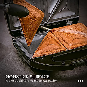 Aigostar 2in1 Sandwich Maker Panini Press Grill with Nonstick Plates, Double-Sided Heating Electric Sandwich Press Grill, Breakfast Sandwich Toaster Grilled Cheese Maker Snacks with Easy Cut Edges