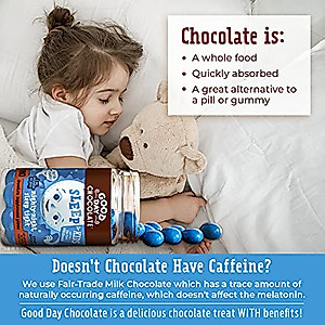 Good Day Chocolate Natural Melatonin for Kids, Sleep Supplement, 1mg Melatonin, Fair Trade and Non-GMO Milk Chocolate, Chamomile, 80 Pieces