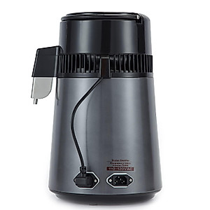 Water Distiller w/ Glass Container;750W,1.1Gal/4L Capacity;Distill Water up to 0.26Gal/1L per Hour and About 6Gal/23L per Day(Dual Temperature Display / Gray)