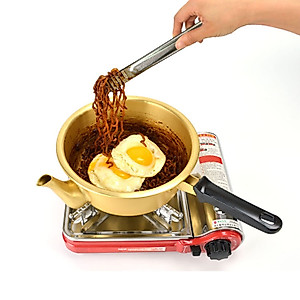 Nepure Korean Food Ramen Kettle Pot, Saucepan, Camping Pot - Ramyun Chapagetti Cooker for Cooking, Soup, Curry, Pasta, Stew and More with Heatproof Single Handle (7 inch(18cm))