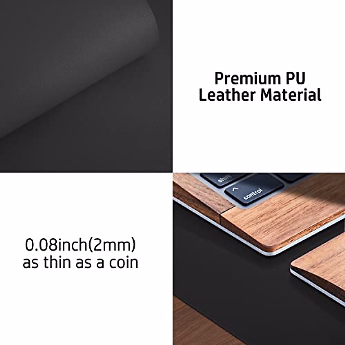 Desk Pad Protector,Mouse Pad/ Mat, Non-Slip PU Leather Laptop Desk Blotter, Waterproof Writing Pad for Office and Home (Black,36" x 17")