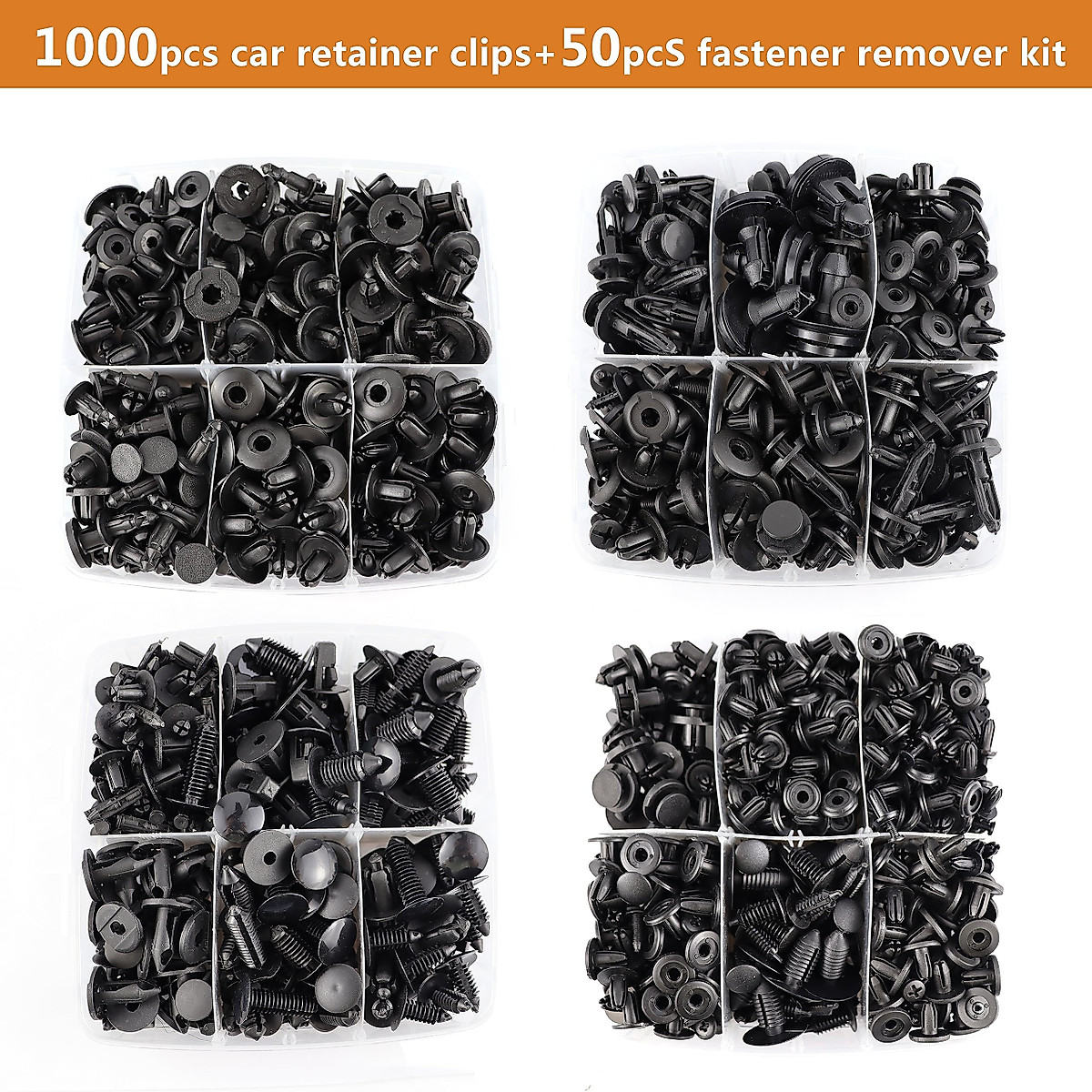 Car Clips Bumper Clips Shield Retainer Clips Plastic Rivets 1050PCS Automotive Push Pins Assortment Xmas Tree Fasteners Kit Most Common Sizes Auto Body with Removers for Ford Honda Chrysler GM