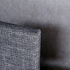 DECOMIL Wooden Bed Frame Covered with Woven Fabric, with Headboard, Natural and Solid, 3 Size, King Bed Frame