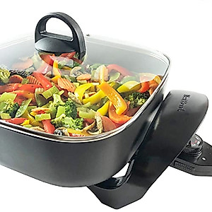 West Bend Electric Skillet, Family-Sized 3-Inch Deep with Diamond Shield Scratch-Resistant Non-Stick Finish, 12-Inch, Gray