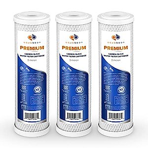 Aquaboon Universal 5 Micron 10 x 2.5 inch Cartridge | Premium Whole House Replacement Water Filter Cartridge | Coconut Shell Activated Carbon Block CTO | Compatible with Whirlpool WHA2BF5, 3 Pack