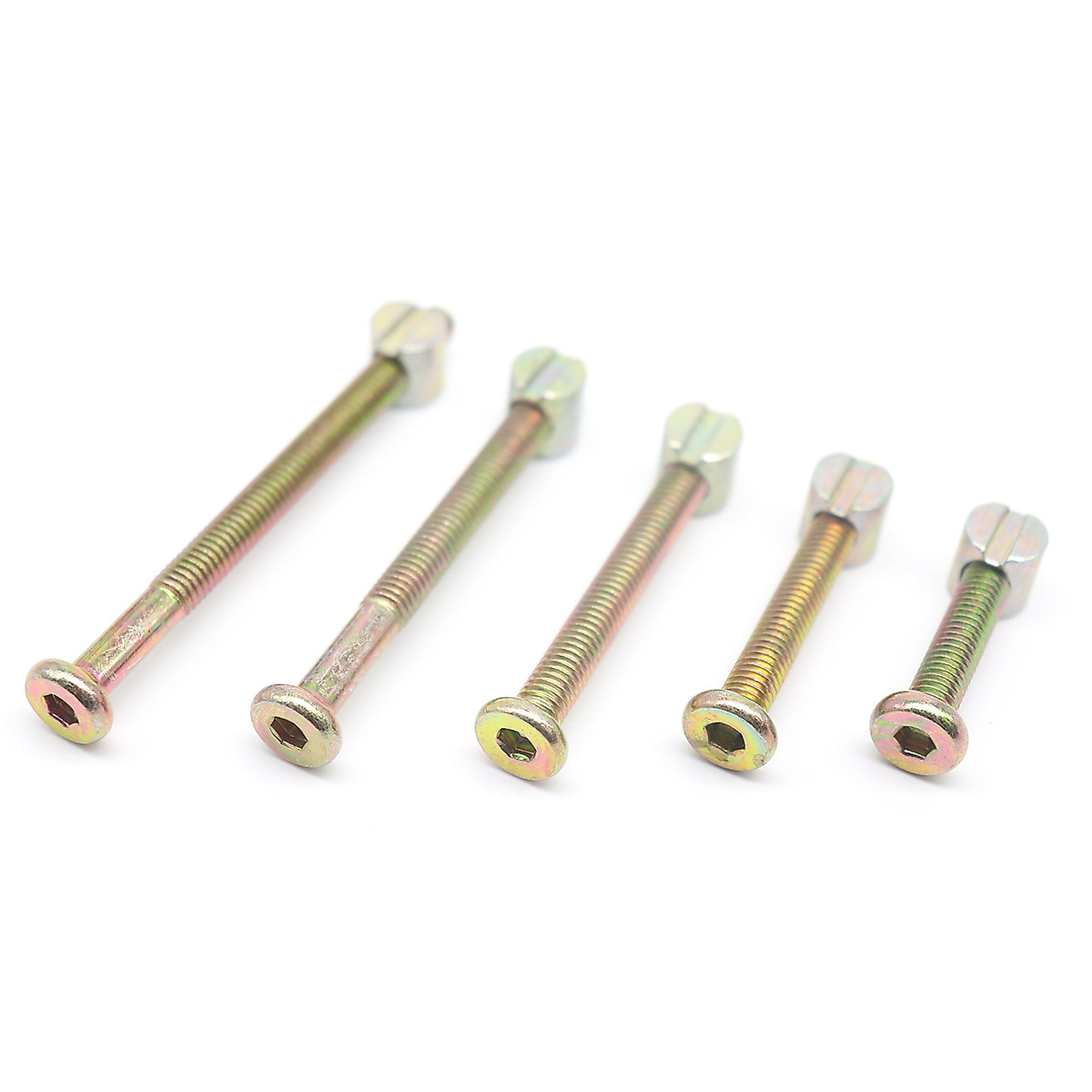 Crib/Bunk Bed Screws Replacement Parts, binifiMux 100pcs M6 x 35mm/ 45mm/ 55mm/ 65mm/ 75mm Hex Drive Socket Cap Bolts Barrel Nuts Assortment Kit for Delta Dream on me Cribs