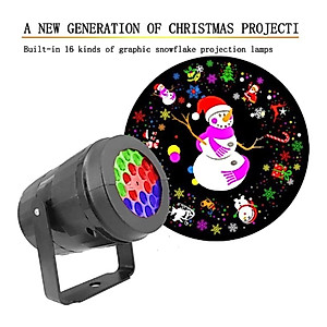 Lovedfgh Christmas Snowflake Lights 16 Patterns Christmas LED Snowflake Projector Light, Projection Outdoor Light Home Garden Party Decor Party Garden Decorations 11.1