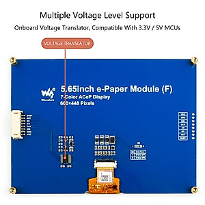 waveshare 5.65inch E-Ink Display HAT 7-Color ACeP E-Paper Display 600x448 Pixels for Raspberry Pi 4B/3B+/3B/2B/Zero/Zero W/Zero WH and Jetson Nano
