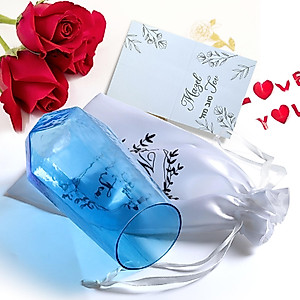 Jewish Wedding Chuppah Breaking Glass, Wedding Gifts for Couples, Jewish Gift for Wedding Engagement Marriage Anniversary, Blue Glass Vessel for Groom with Drawstring Bag and Card