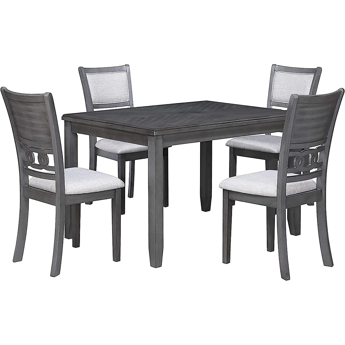 New Classic Furniture Gia 5-Piece Dining Set with 1 Table and 4 Chairs, 48-Inch, Gray