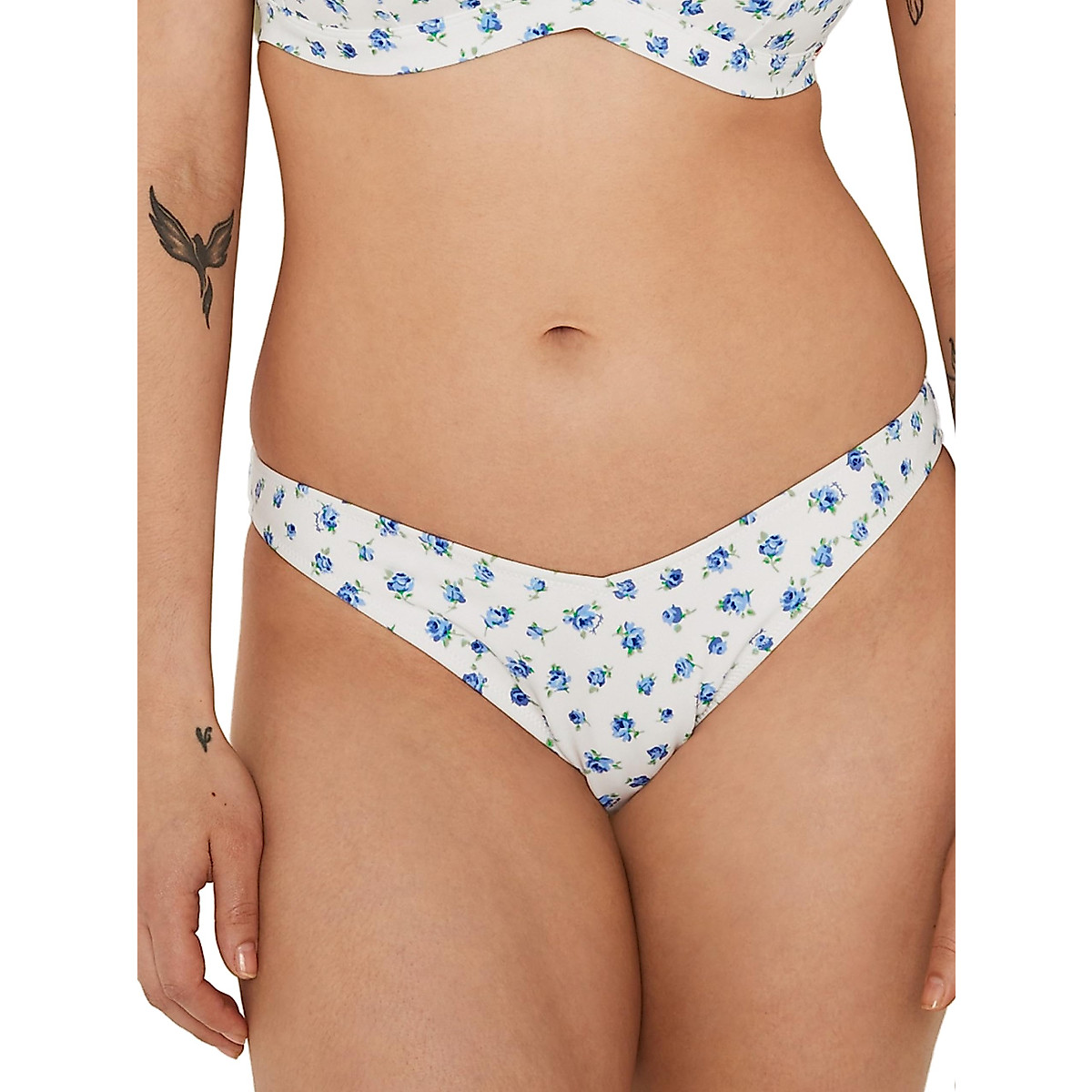 Victoria's Secret Pink V Front Itsy Bikini Bottom, Swimsuit for Women, Minimal Coverage Bathing Suit Bottoms for Women, Morning Sky Floral (XS)