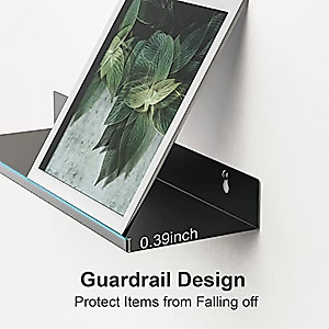 Veckle Bathroom Shelf, Floating Shelves Set of 4, Wall Mounted Modern Rustic Shelf Ledge, Metal Wall Shelve 15 in W x 4.5 in D, Black