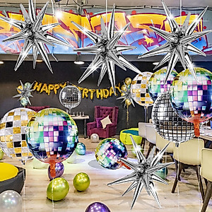 Cadeya 8 Pcs Star Balloons, Huge Silver Explosion Star Aluminum Foil Balloons for Birthday, Baby Shower, Wedding, Bachelorette Party, Disco Party Decorations Supplies