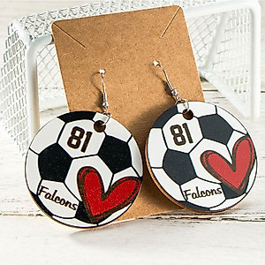 Custom Football Earrings for Women Cute Softball Earrings Lightweight Basswood Personalized Name Number Sport Drop Dangle Earrings Baseball Basketball Volleyball Tennis Soccer Gifts For Mom