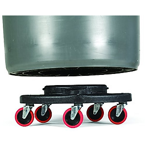 Rubbermaid Commercial FG264043 HDPE Brute Quiet Dolly for Container, 250 lbs Capacity, 18.25" Diameter x 6.63" Height, Black