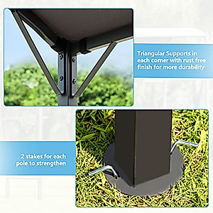 7' x 4.5' Grill Gazebo, Outdoor BBQ Canopy with Side Awning, Steel Double Tiered Grill Canopy Tent with Shelves and Hooks for Patio and Backyard, Gray