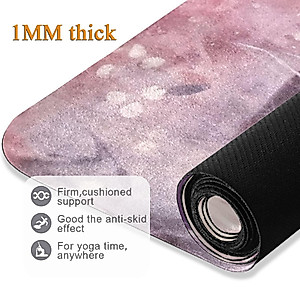 GOODOLD Unicorn Pattern Pink Yoga Mat, 71 x 26 Inch Non-slip Yoga Mats Folding Travel Exercise Mat Indoor Outdoor Gym Pilates with Storage Bag for Women Men