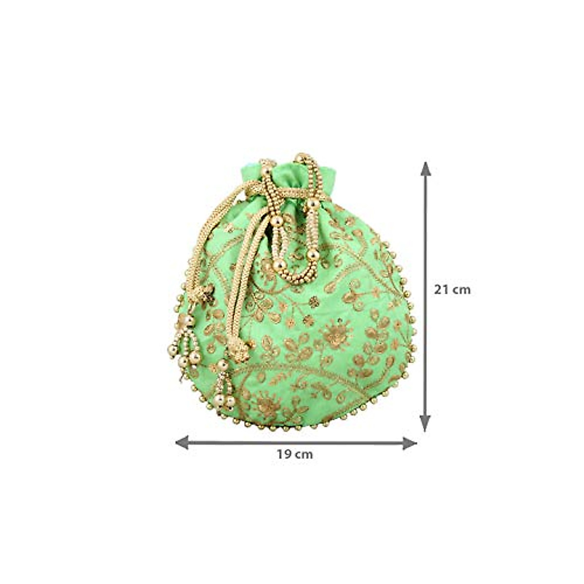 GoldGiftIdeas Gold Handcrafted Embroidered Dupion Silk Potli Bags for Women, Potli Pouches for Return Gifts, Fancy Bridal Potli Purse for Wedding, Shagun Potlis (Set of 5)