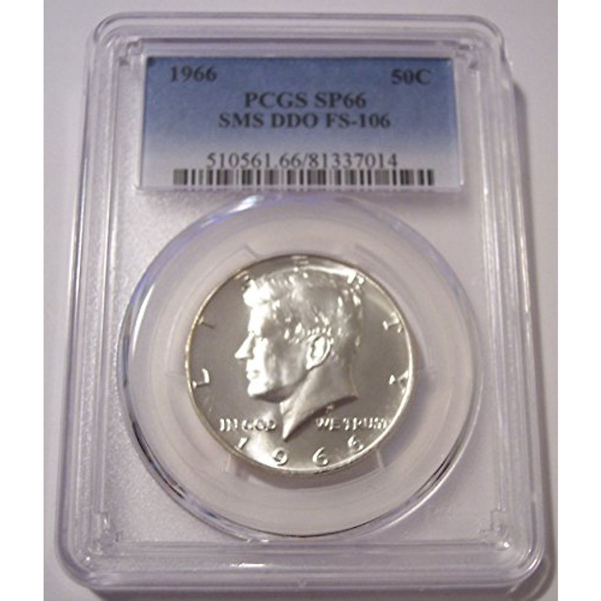 1966 Kennedy SMS DDO Variety FS-106 Silver-Clad Half Dollar SP66 PCGS