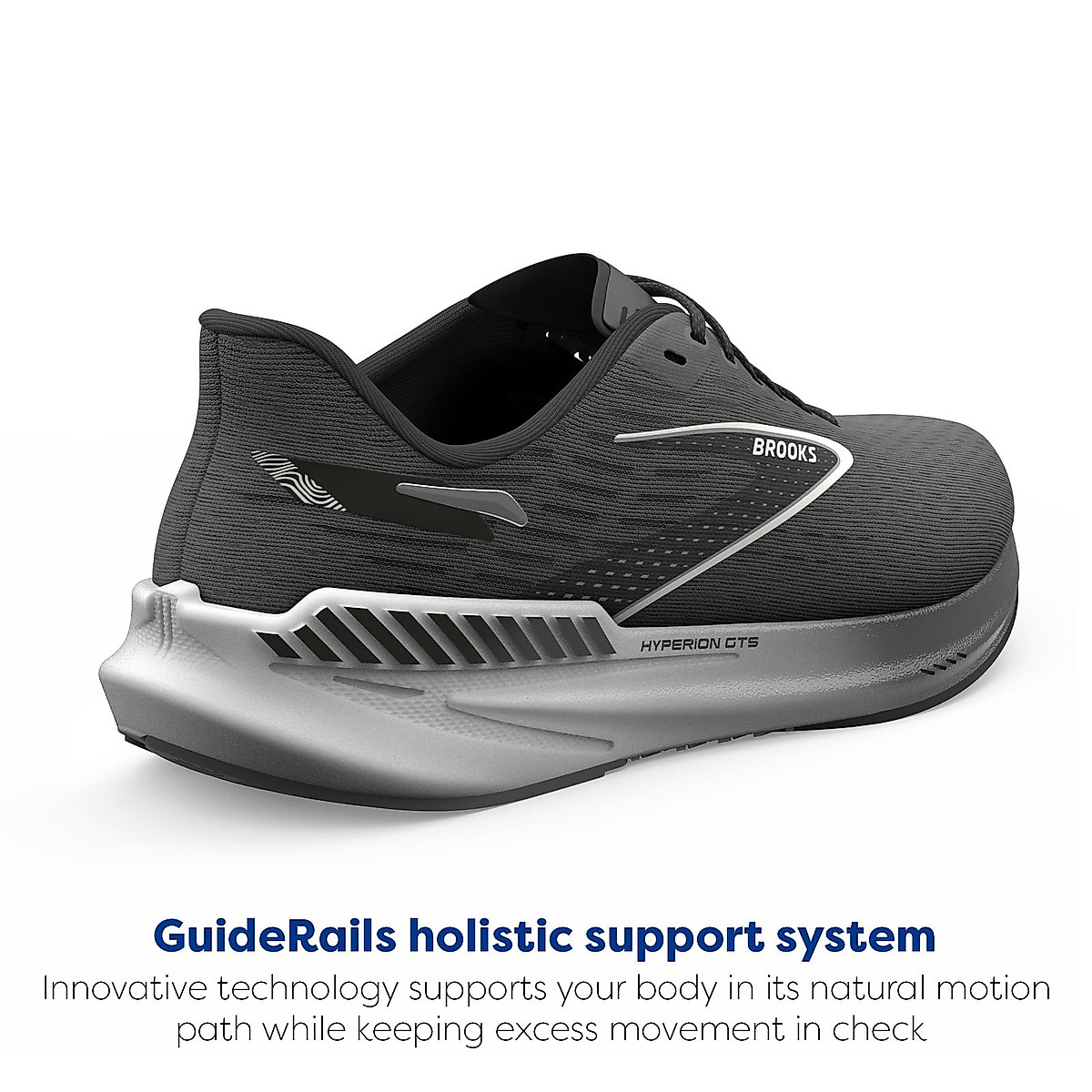 Brooks Men’s Hyperion GTS Supportive Running Shoe - Gunmetal/Black/White - 12 Medium
