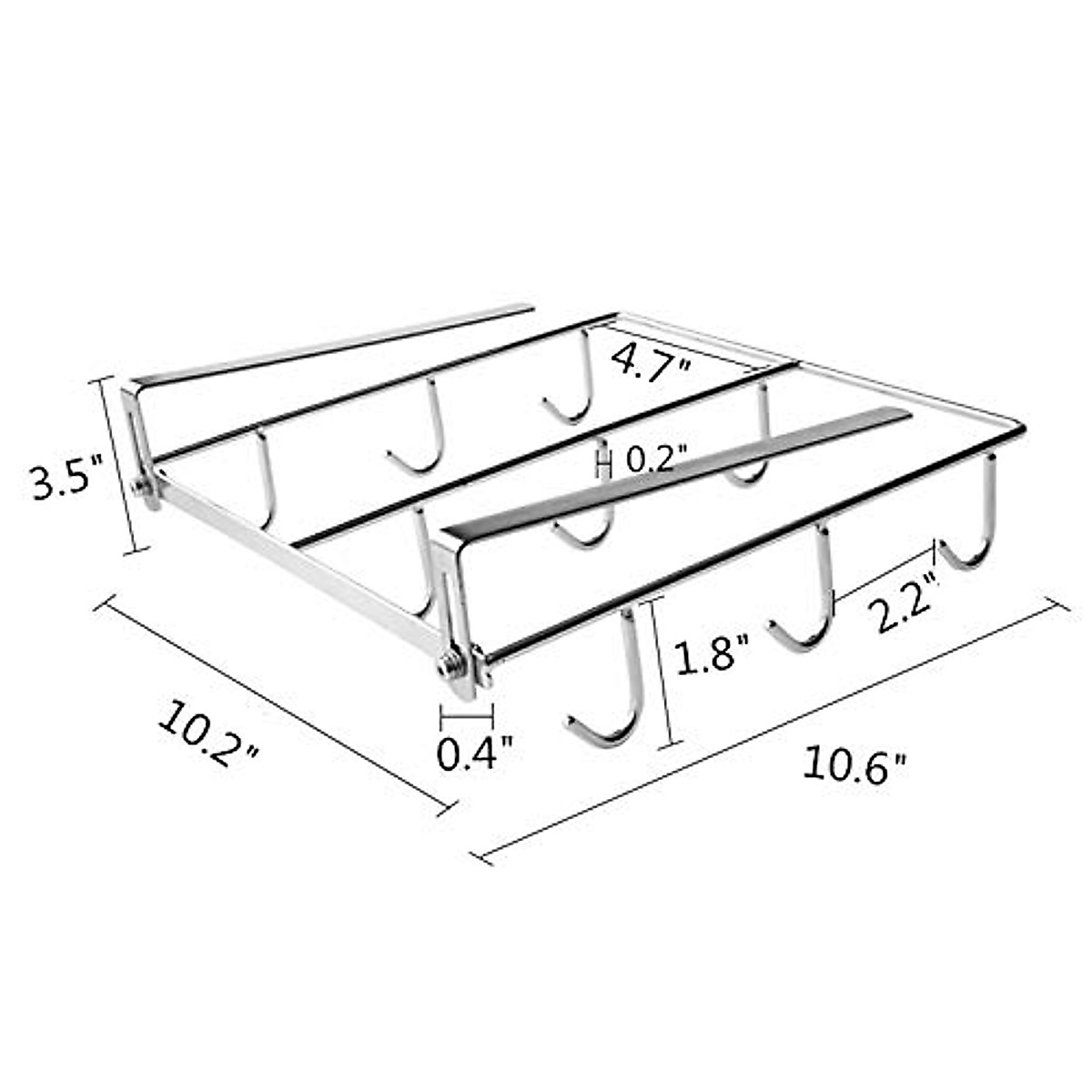 Coffee Mug Holder - 304 Stainless Steel ，Cup Rack Under Shelf ，Applicable Cabinet Adjustment Thickness 0.39 "-1.17" (9-Hooks) (Primary Color, 1 Piece)