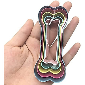 Yonisun 5 In 1 Stainless Steel Metal Dog Bone Shape Cookie Cutter Set Colorful