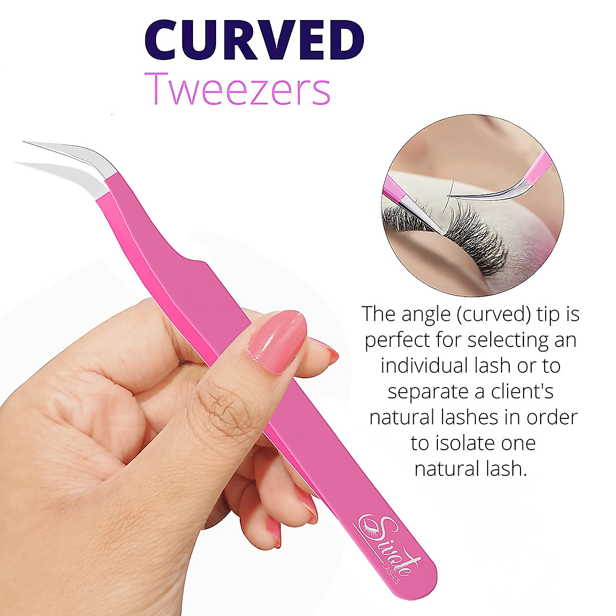 SIVOTE Lash Tweezers for Eyelash Extensions for Volume, Isolation & Classic Lashes, 3 Pack, Pink
