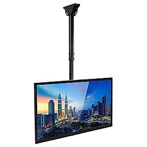 Mount-It! TV Ceiling Mount Bracket, Adjustable Height Full Motion 360 Deg Rotation Tilting Swiveling for Flat Panel LCD LED OLED Plasma TVs, Fits up to 75 Inch TVs, 110 Pound Capacity, Black (MI-509B)