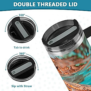 FRCSDIY Underwater Turtle Insulated Tumbler with Handle and Straw Lid,30oz Leakproof Stainless Steel Cup BPA-Free Water Bottle