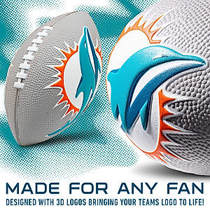 Franklin Sports NFL Miami Dolphins Football - Kids Foam Football - Soft Football - Mini Size - Perfect for Gameday - 8.5" 3D Logos!