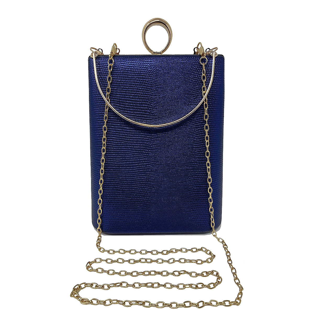 Cirilla Women Snake Pattern Evening Bag Clutch Purse Crossbody Bag with Ring-style lock for Wedding Cocktail Party Banquet (navy)