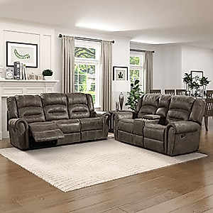 Lexicon Shay Double Glider Manual Reclining Loveseat, Brown