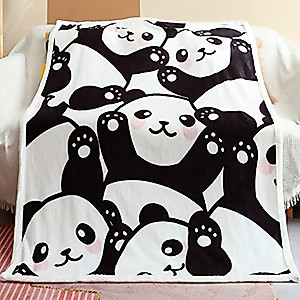 Jurllyshe Panda Throw Blanket Panda Plush Sherpa Fleece Blanket Panda Gifts for Girls Soft Warm Fuzzy Pandas Stuffed Animal Blankets for Kids or Adults All Seasons (Cute Panda, 50 x 60 Inch)