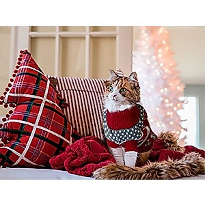 CooShou 2Pcs Dog Christmas Sweater Cat Christmas Sweater Cat Dog Knitwear Sweater Xmas Pet Clothes Winter Warm Reindeer Snowflake Merry Christmas Cat Sweaters for Small Medium Cats Dogs XXL